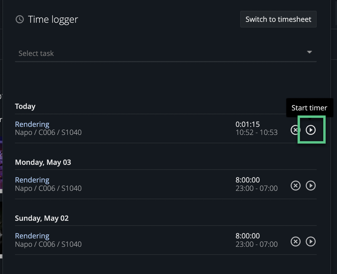 Tracking Time – ftrack Studio