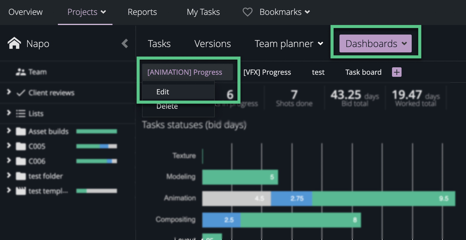 Using Custom Dashboards – ftrack Studio