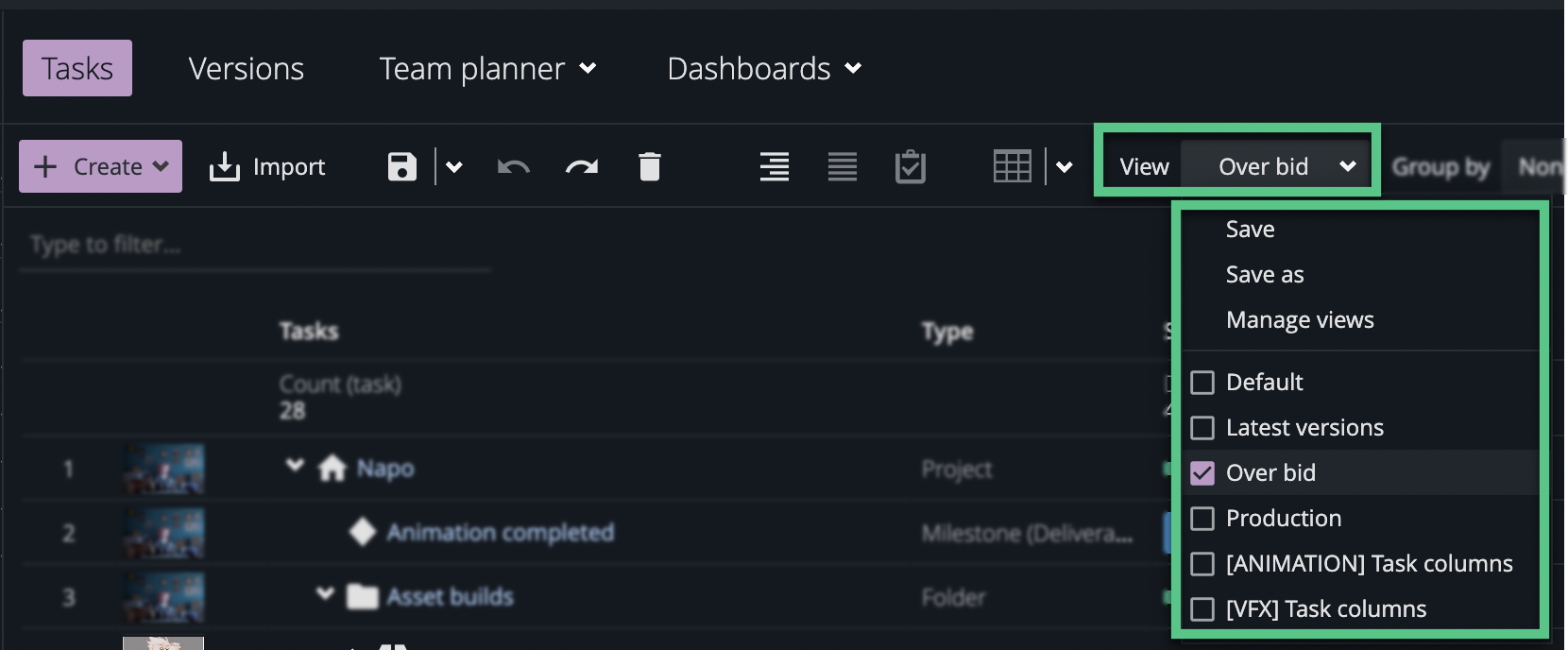 Using Views – ftrack Studio