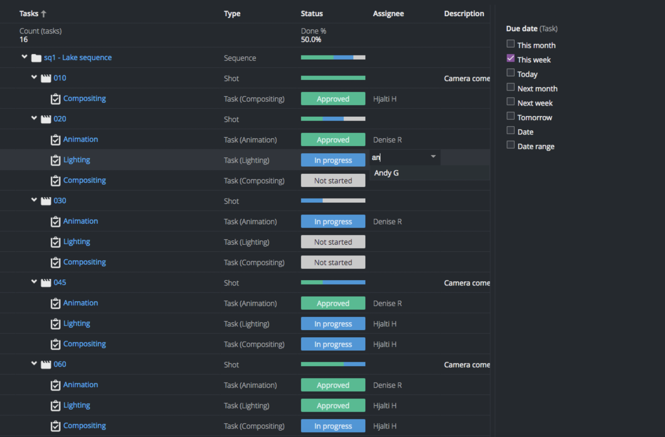 从头到尾查看一个ftrack项目 – ftrack (Chinese Simplified)