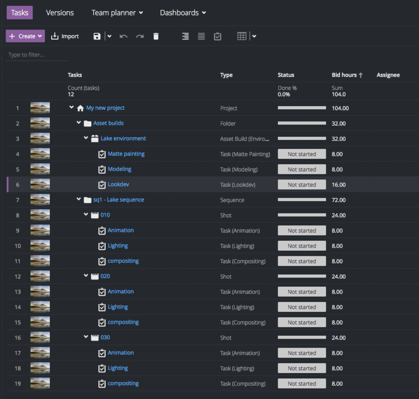 从头到尾查看一个ftrack项目 – ftrack (Chinese Simplified)
