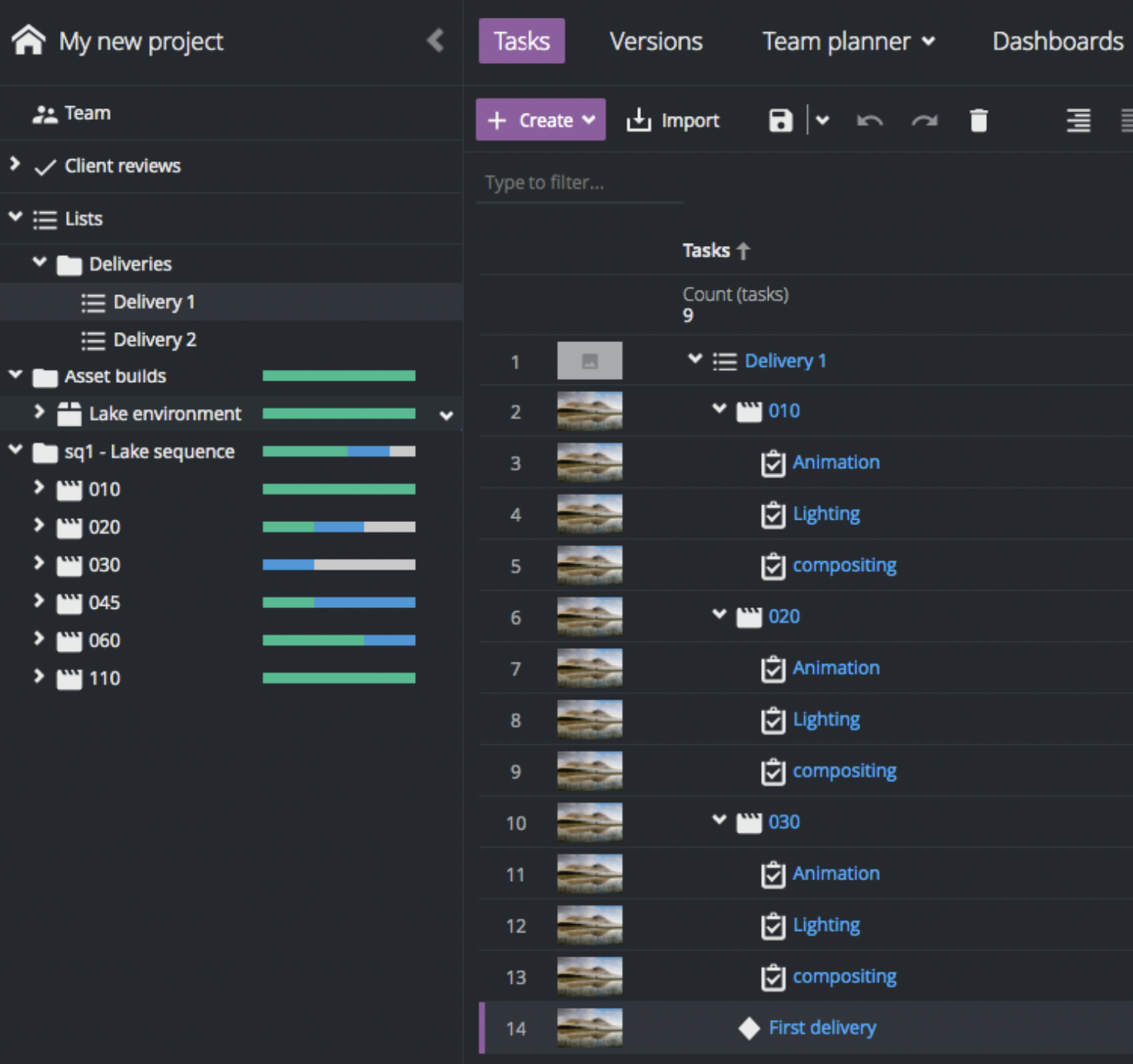 从头到尾查看一个ftrack项目 – ftrack (Chinese Simplified)