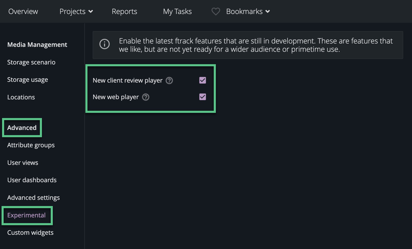 Introduction to Experimental Features – ftrack Studio